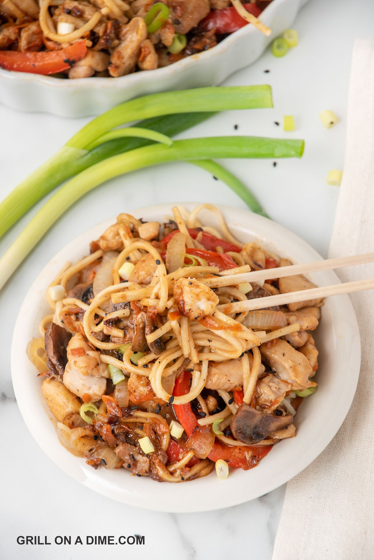 Chicken Lo Mein on Blackstone