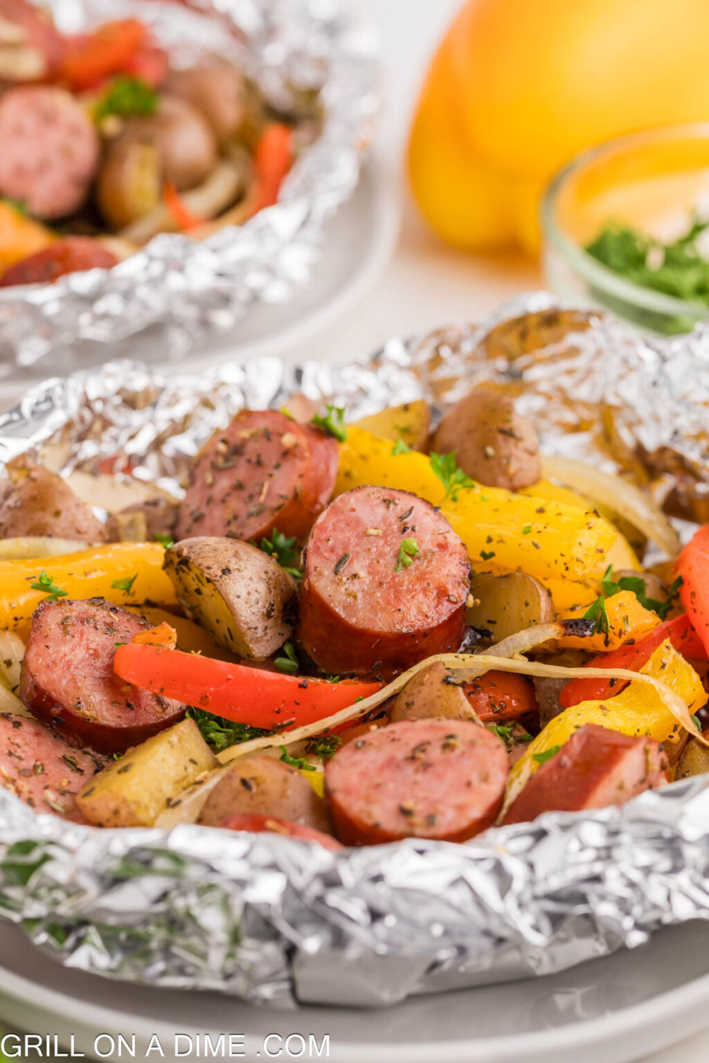 Sausage and Peppers Foil Pack - grillonadime.com