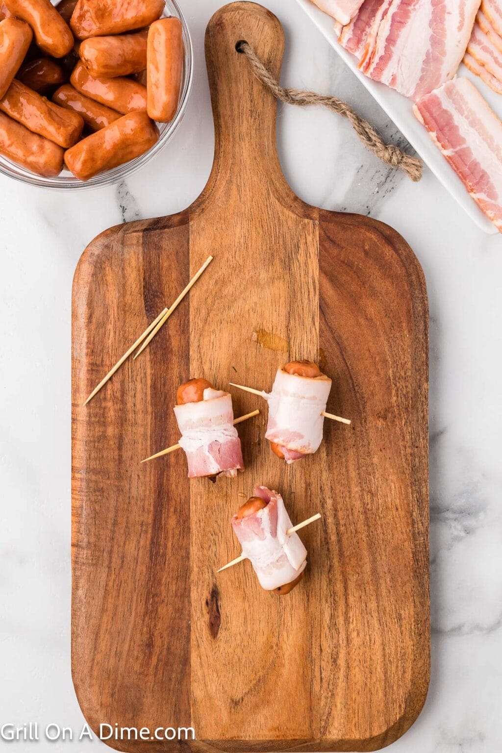 Smoked Bacon Wrapped Smokies - grillonadime.com