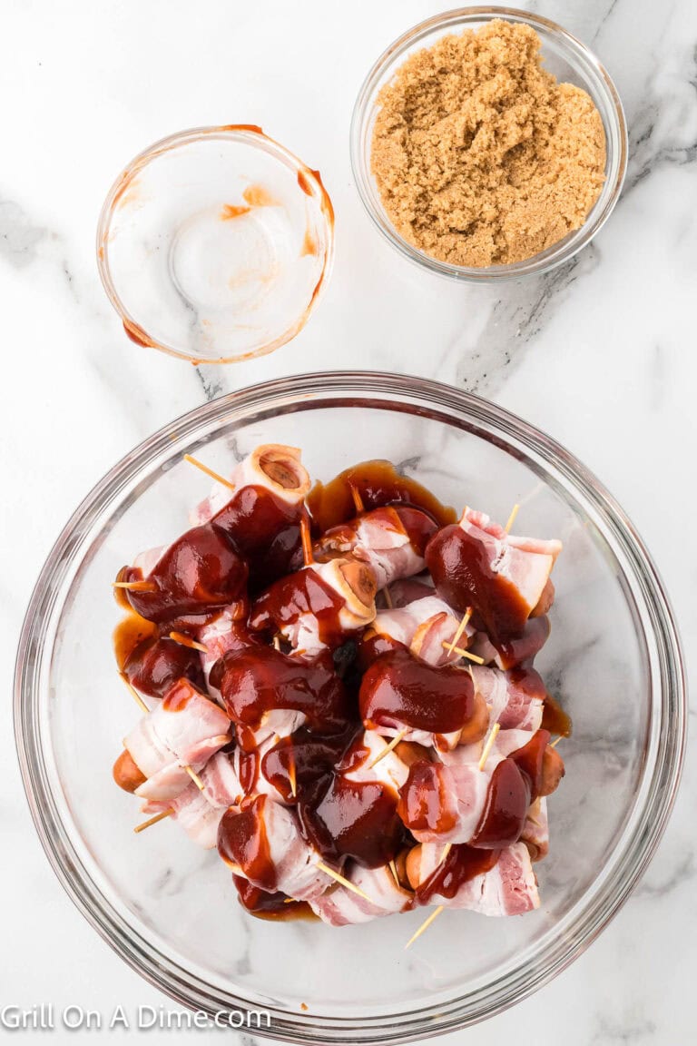 Smoked Bacon Wrapped Smokies - grillonadime.com