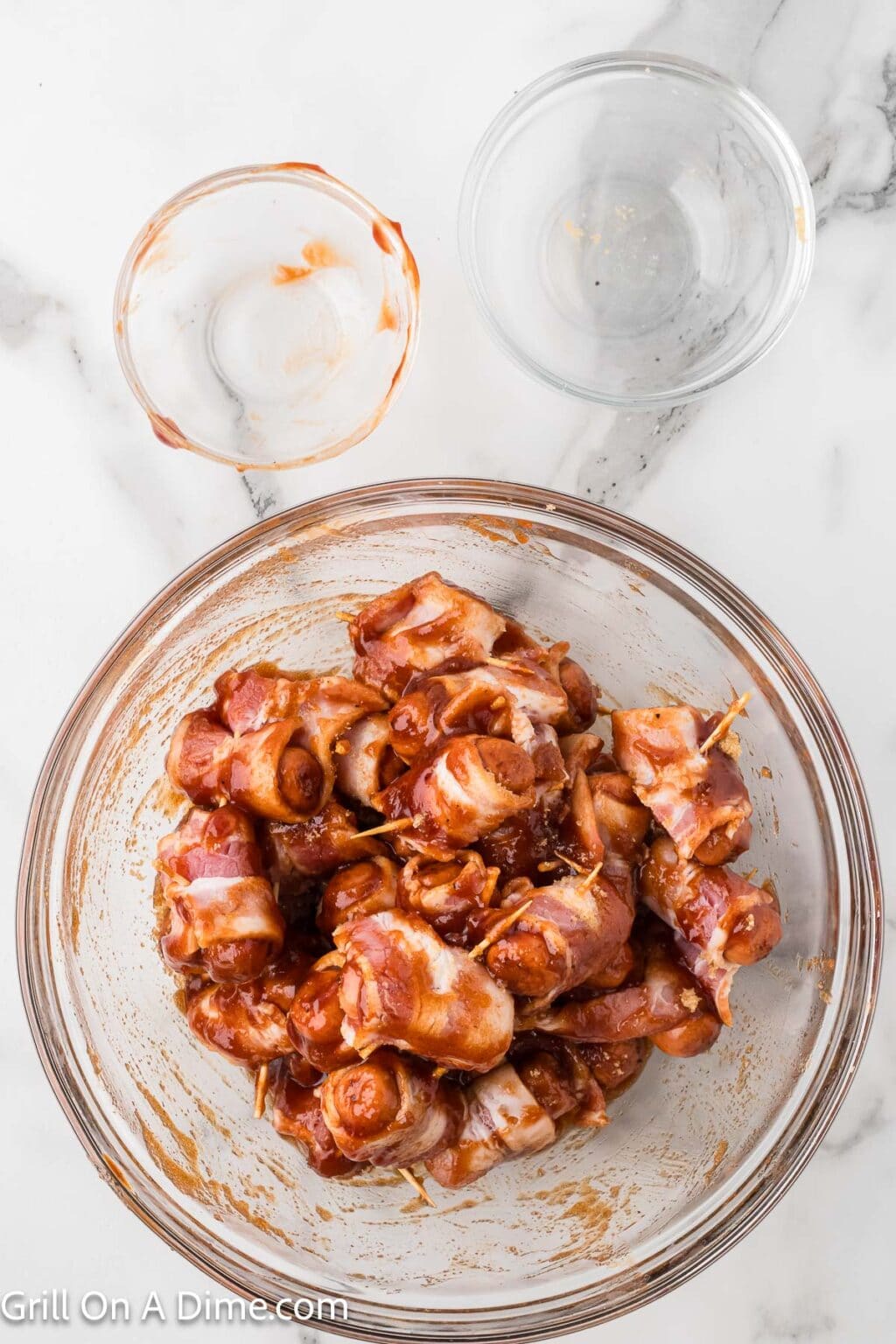 Smoked Bacon Wrapped Smokies - grillonadime.com