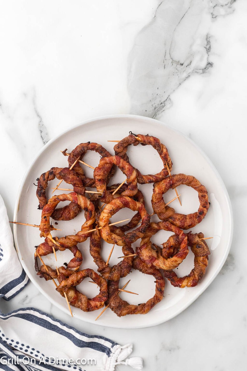 Bacon Wrapped Onion Rings - grillonadime.com